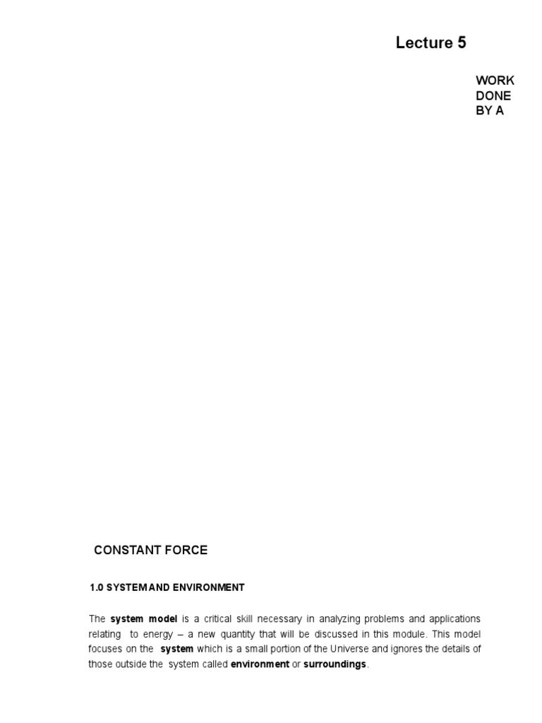 Lecture 5 - Work Done by A Constant Force | PDF | Force | Euclidean Vector
