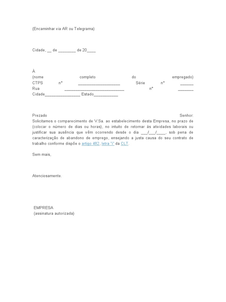 Modelo Telegrama Comparecimento | PDF