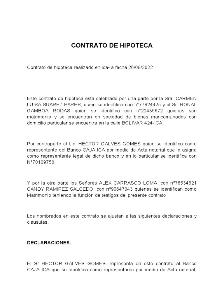 Contrato de Hipoteca | PDF