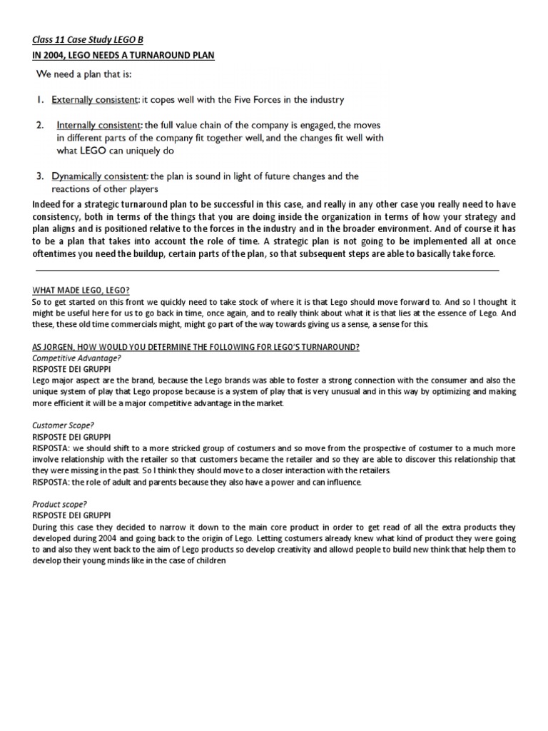 Jorgen's Strategic Turnaround Plan for LEGO in 2004: Focusing on ...