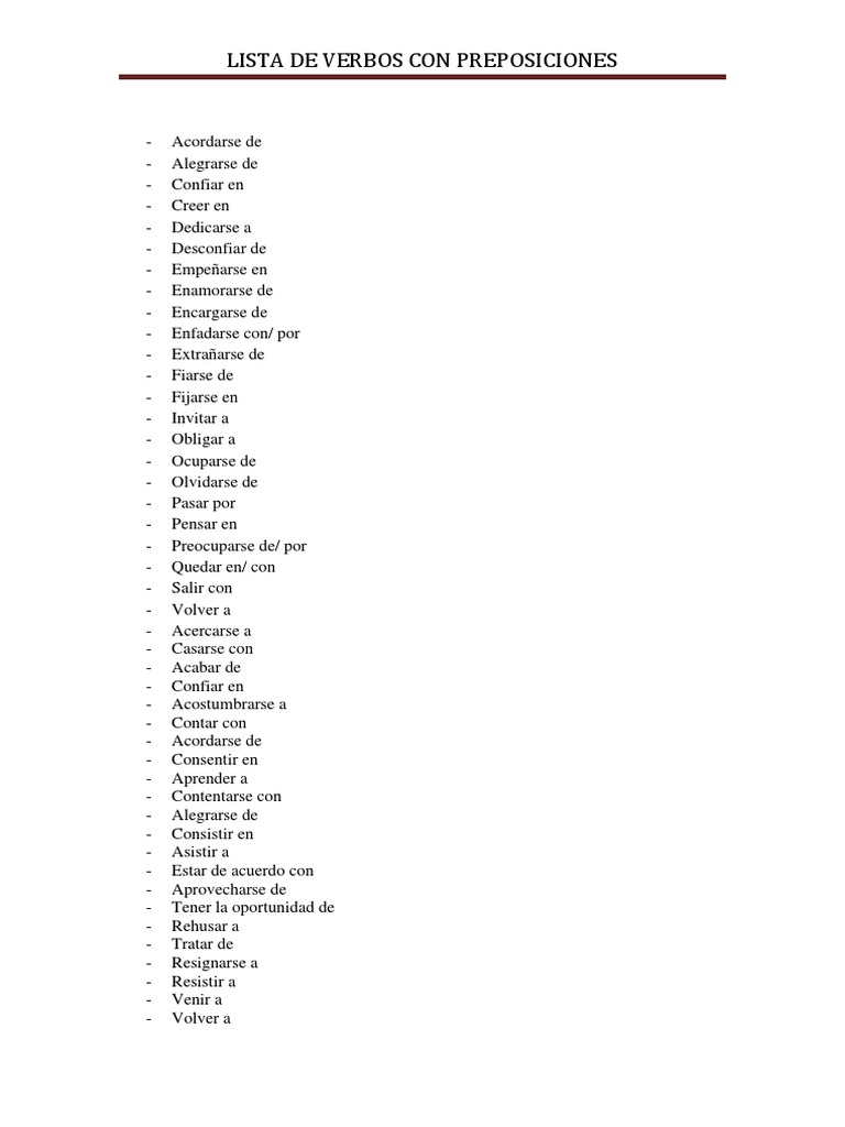 Verbos Con Preposiciones | PDF | Relaciones personales, crianza y desarrollo personal | Estilo ...
