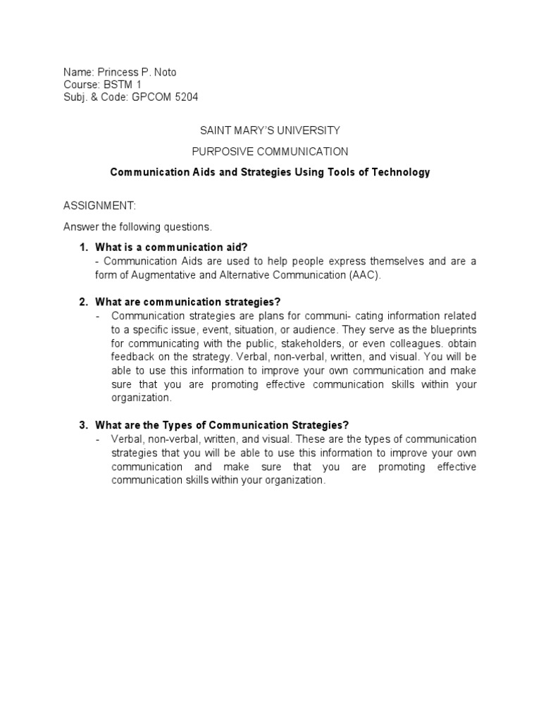 ASSIGNMENT-COMMUNICATION-AIDs 1 | PDF