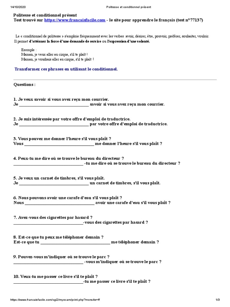 Politesse Et Conditionnel Présent | PDF | Échecs | Théorie (échecs)