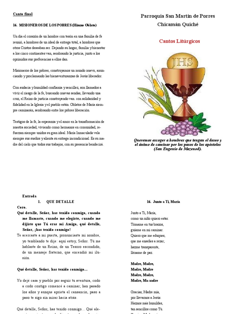 Cantos Liturgicos para Comunion | Descargar gratis PDF | eucaristía | Misa (liturgia)