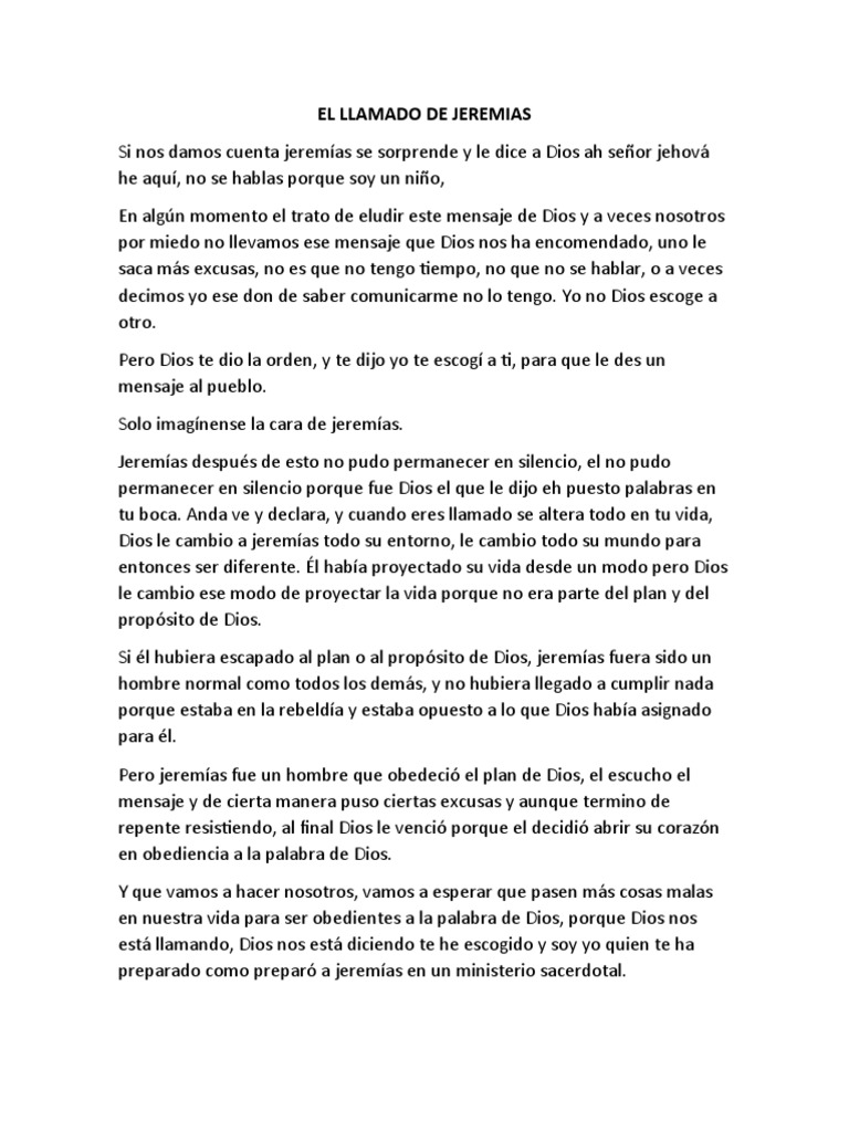 El Llamado De Jeremias Pdf Dios