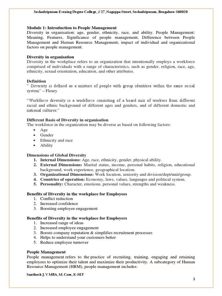Module 1 Introduction To People Management | PDF | Employment ...