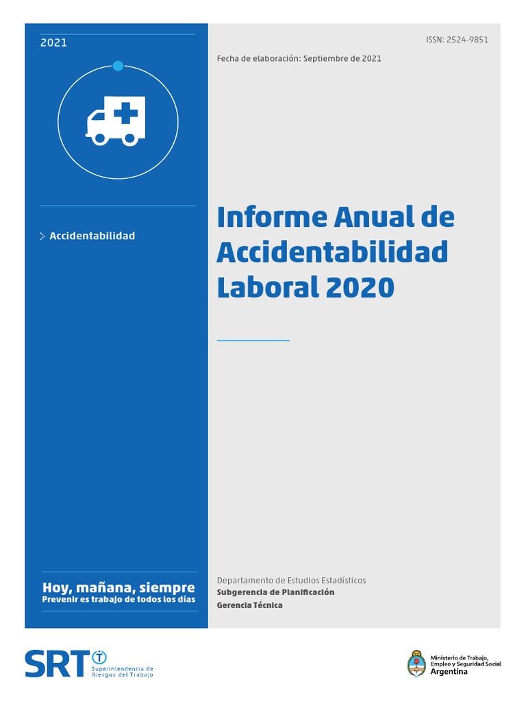 Informe Anual de Accidentabilidad Laboral - 2020 | PDF | Estadísticas | Organización Mundial de ...