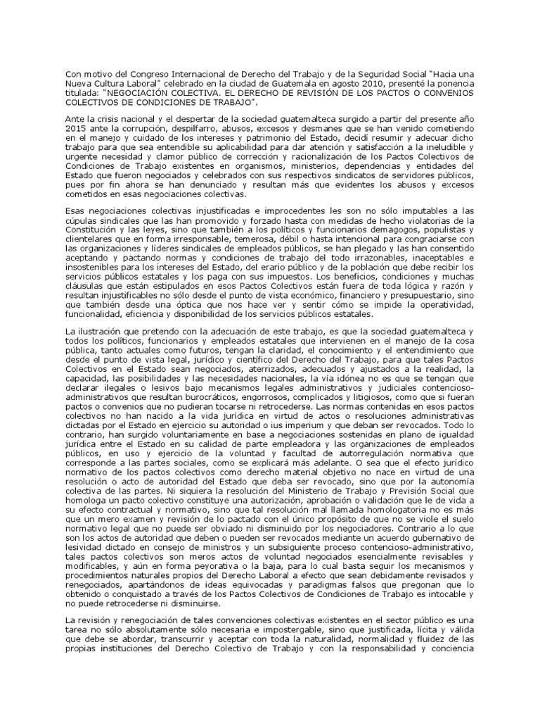 Negociación Colectiva. El Derecho de Revisión de Los Pactos o Convenios Colectivos de ...
