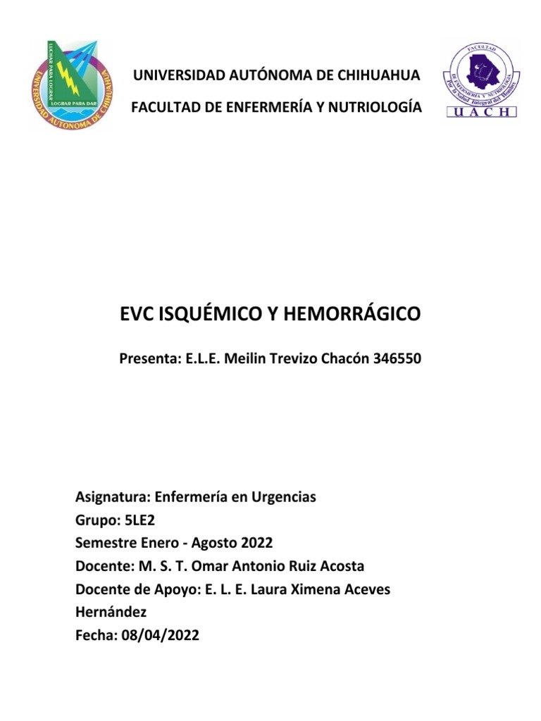 EVC Isquémico y Hemorrágico: Guía Completa | PDF | Carrera | Isquemia