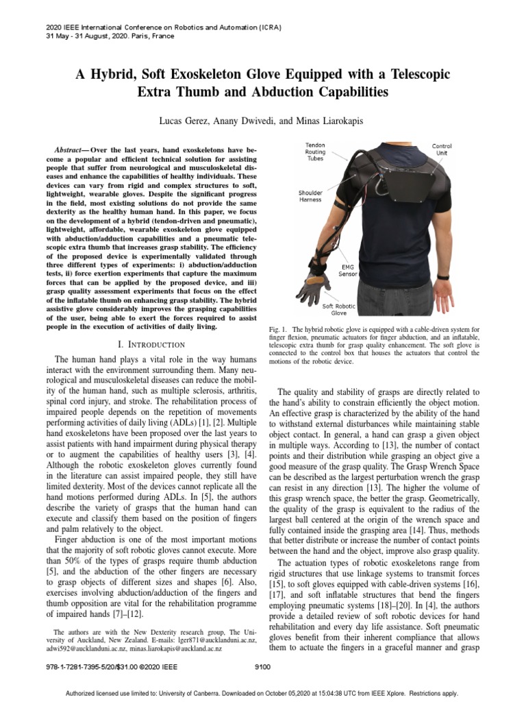 2020 A Hybrid, Soft Exoskeleton Glove Equipped With A Telescopic | PDF ...