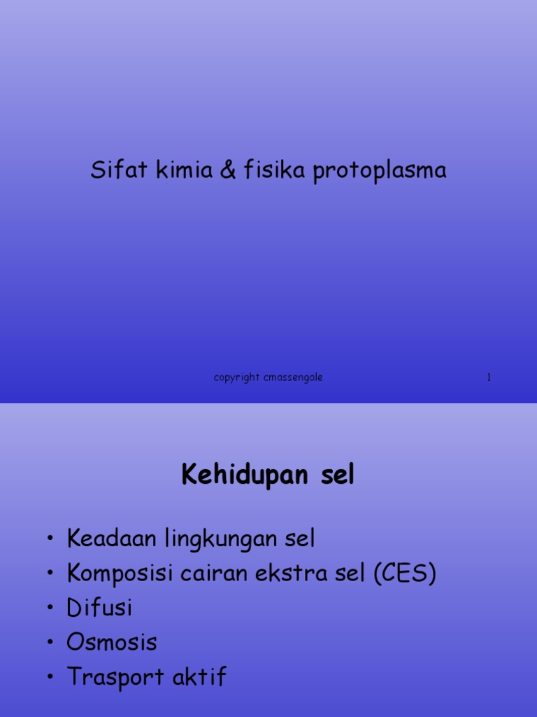 Sifat Kimia & Fisika Protoplasma | PDF