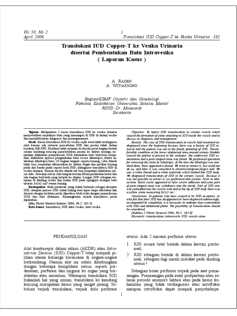 Translokasi IUD Copper-T ke Vesika Urinaria | PDF | Sains & Matematika