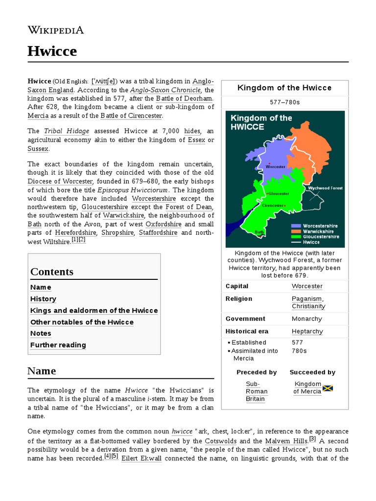 Hwicce | PDF | Anglo Saxon England | Anglo Saxon People