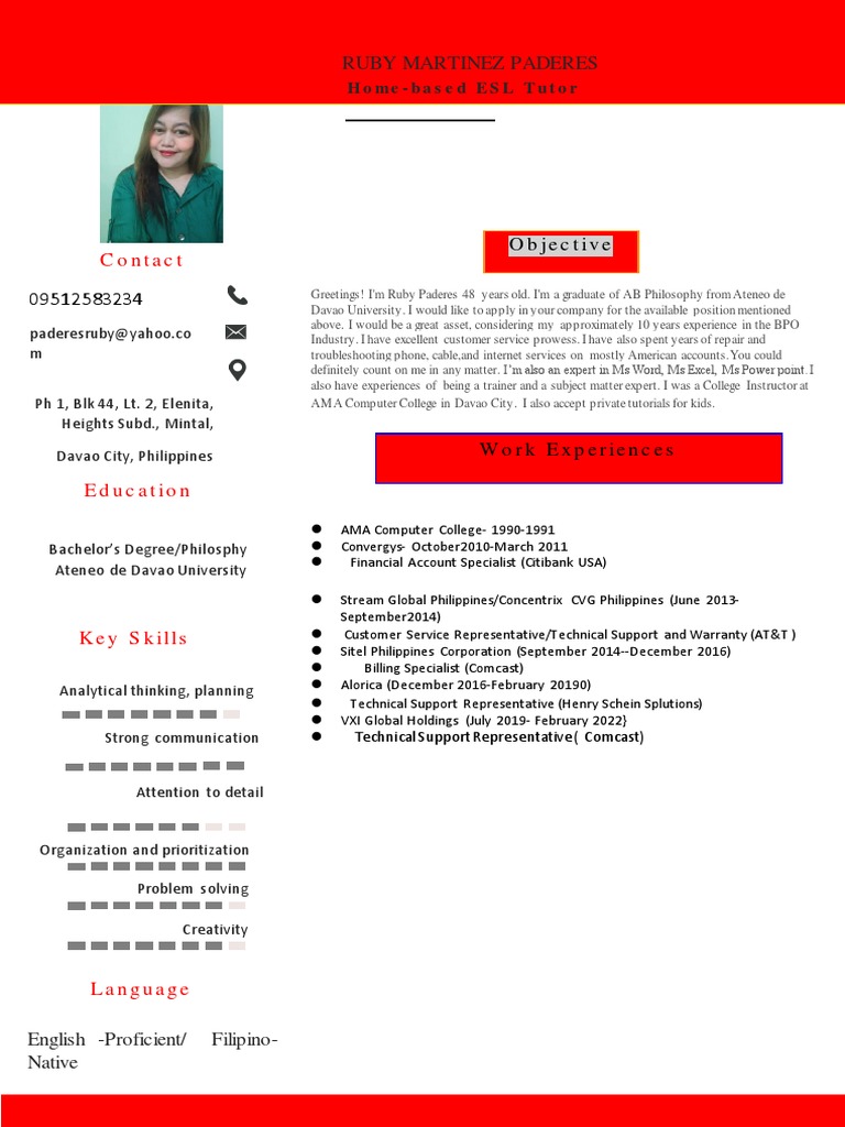 Resume - Ruby Paderes | PDF | Technical Support | Cognition