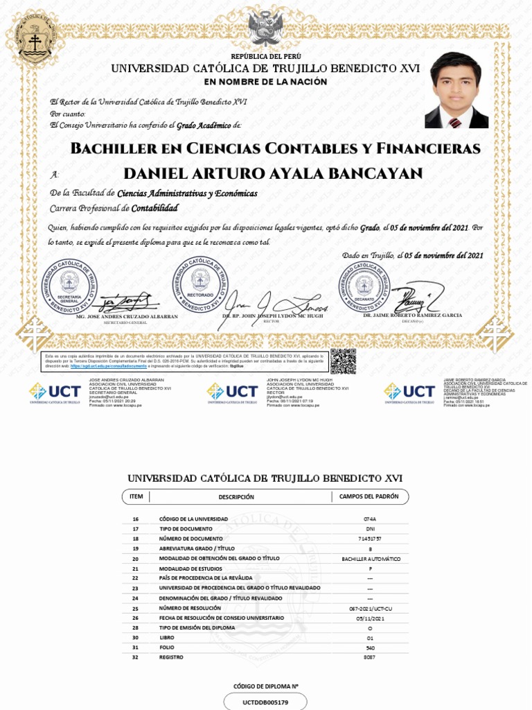 03 - Diploma de Bachiller - 71451757 | PDF