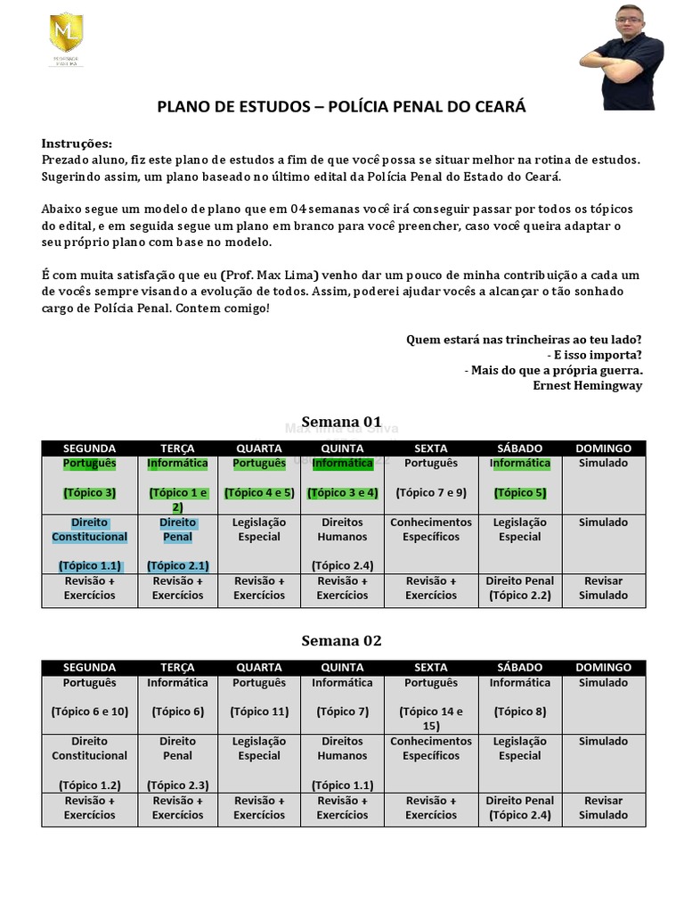Cronograma de Estudos PPCE | PDF