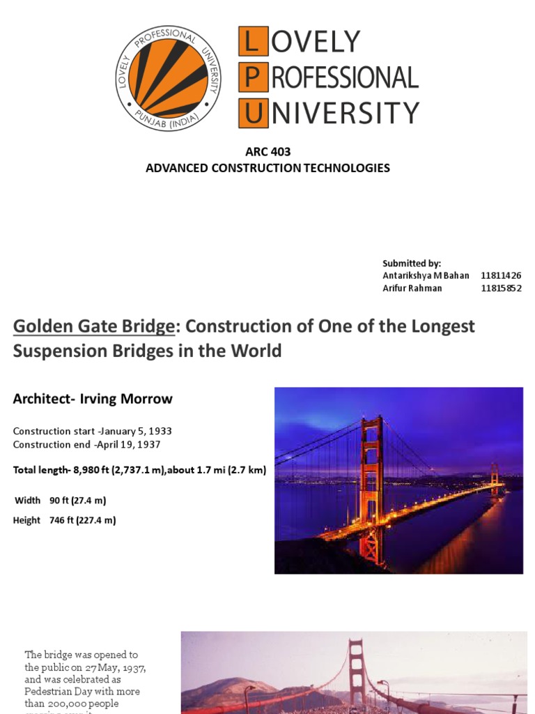 Golden Gate Bridge: Construction Overview | PDF | Earthquakes | Bridge