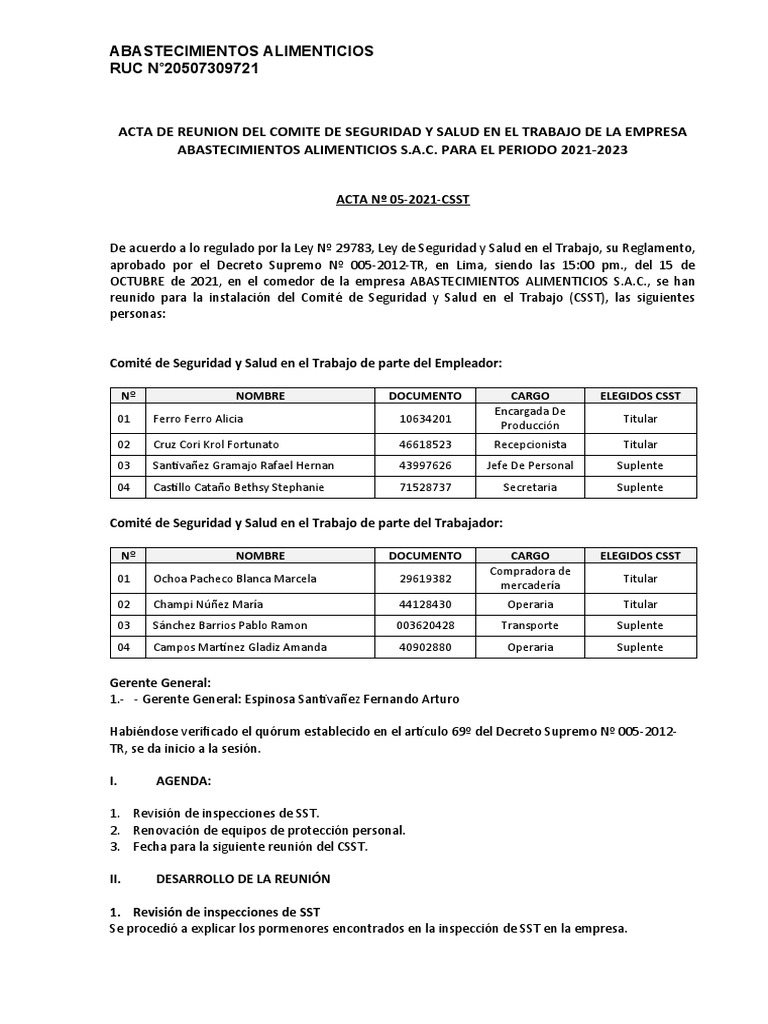 Acta de Reunion N°-5 | PDF | Gobierno