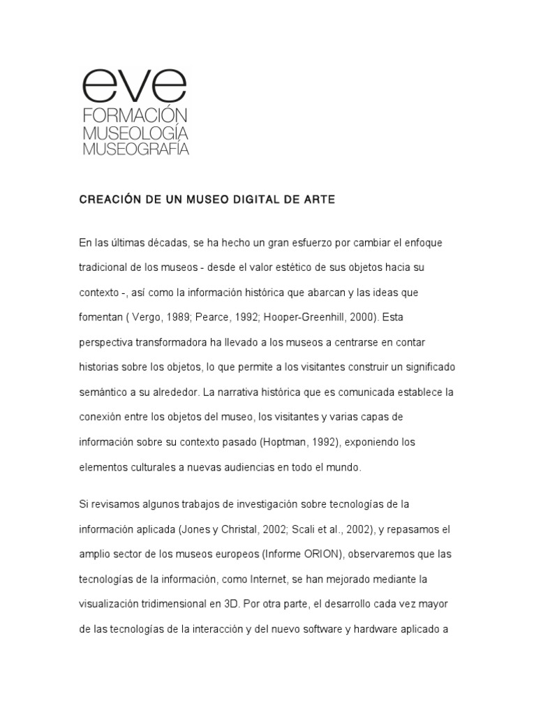 Creacion de Un Museo Digital de Arte | PDF | Realidad virtual | Museo