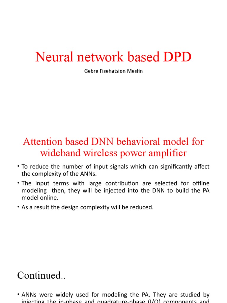 Neural Network Based Dpd Pdf Deep Learning Artificial Neural Network 