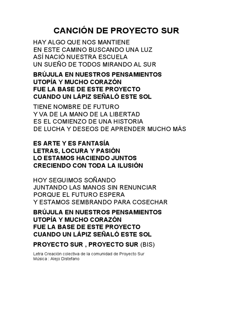 Proyecto Sur Letra-1 | PDF