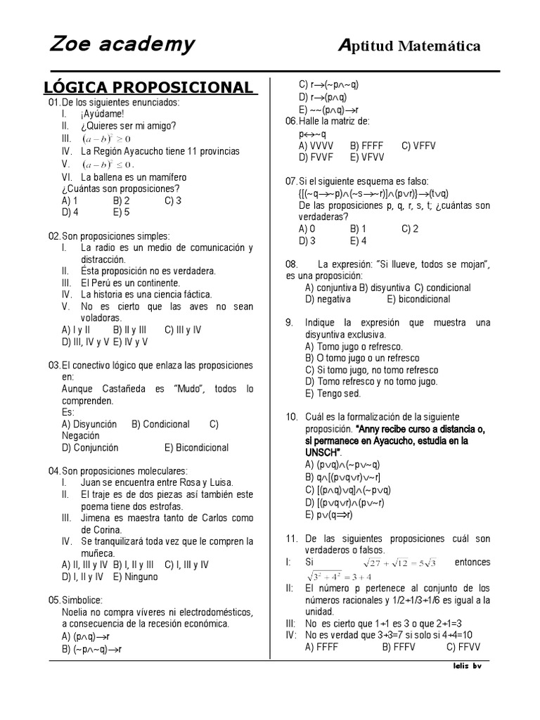 Logica Proposicional | PDF | Proposición | Matemáticas
