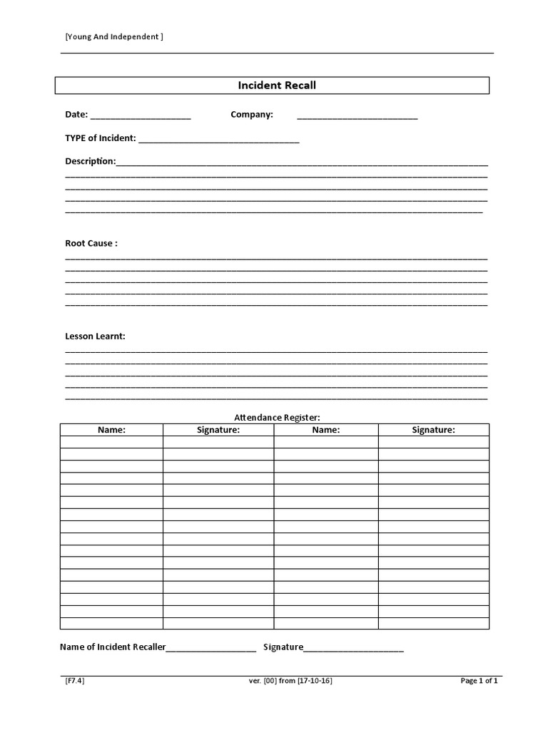 Incident Recall Template | PDF