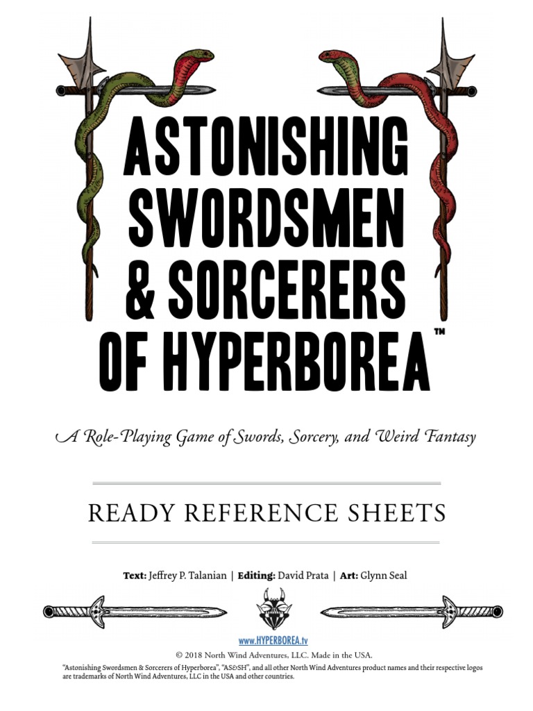 Swordsmen and Sorcerers of Hyperborea - Reference - Sheets - PDF | PDF