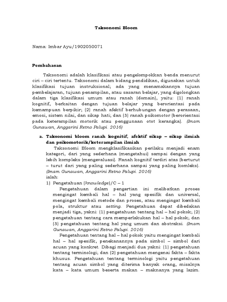 Artikel Ipa - Taksonomi Bloom | PDF