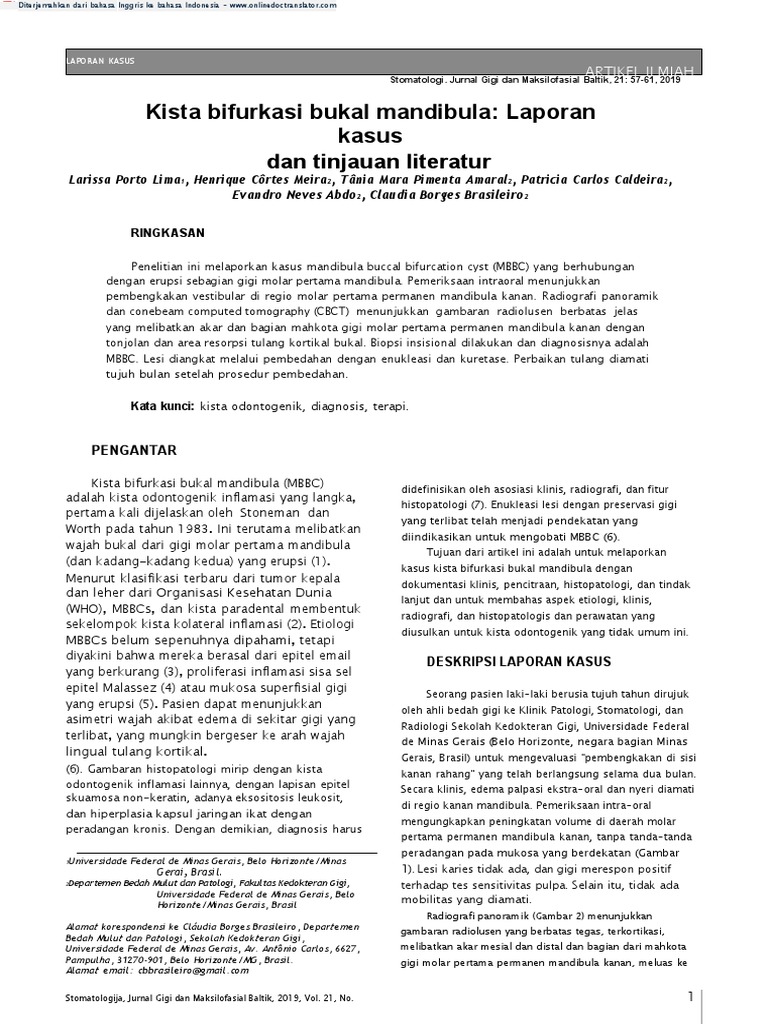 Mandibular Buccal Bifurcation Cyst - En.id | PDF