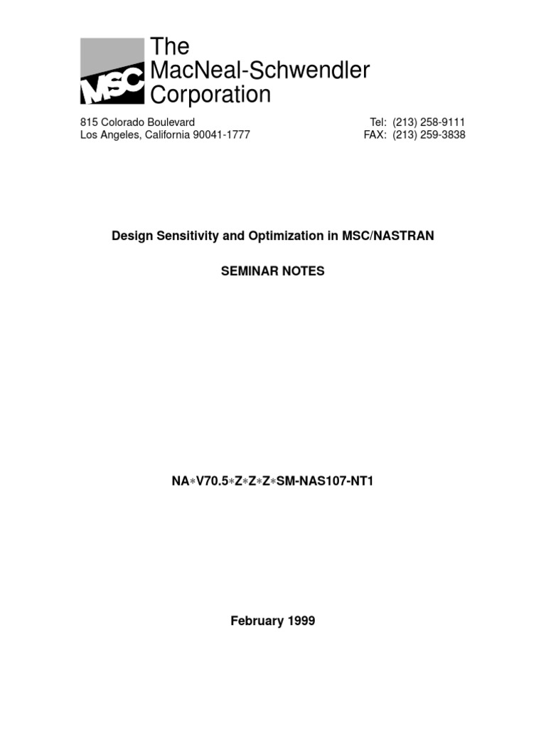 Design Sensitivity and Optimization in MSC/NASTRAN | PDF | Mathematical Optimization | Finite ...