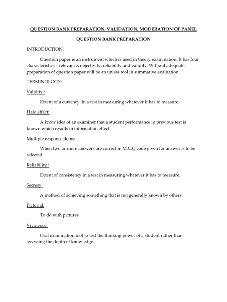 Question Bank Preparation | Download Free PDF | Question | Test ...