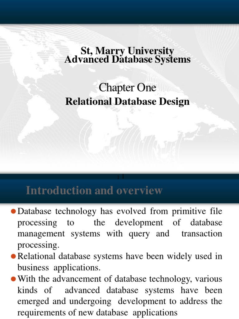 ST, Marry University Advanced Database Systems: Chapter One | PDF | Relational Database ...