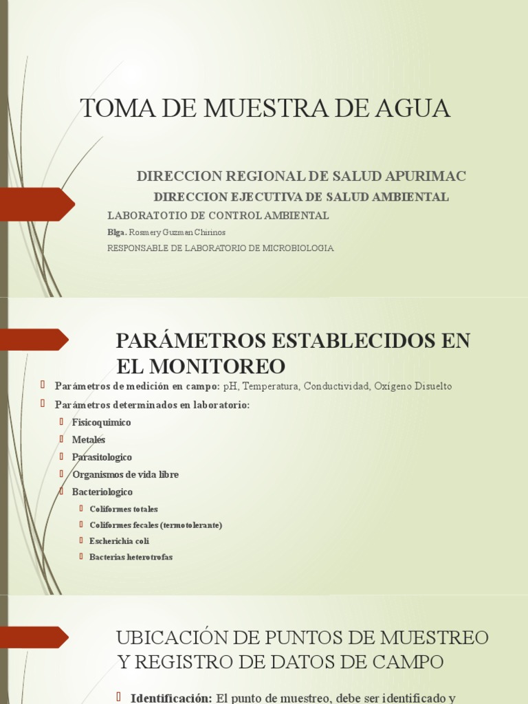 Toma de Muestra de Agua | PDF | Agua | Laboratorios
