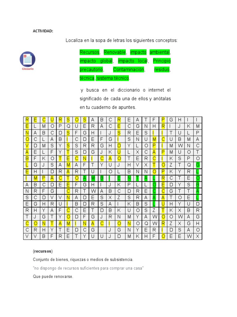 Actividad Sopa de Letras | PDF | Contaminación | Energía renovable