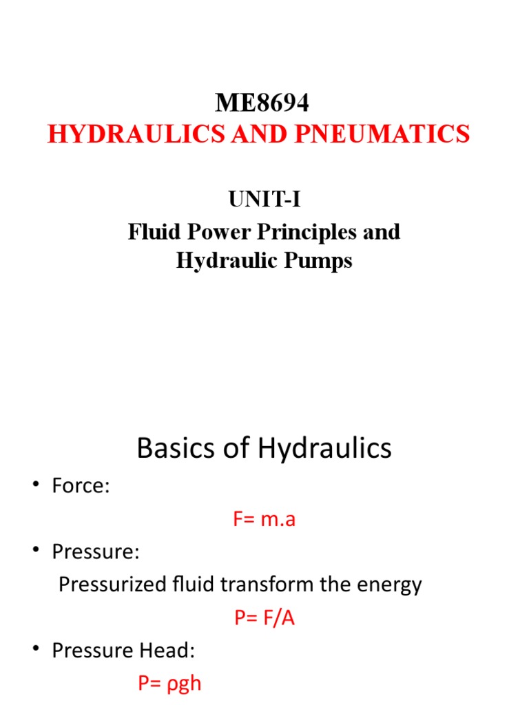 Unit-1 Basics of Hydraulics | PDF
