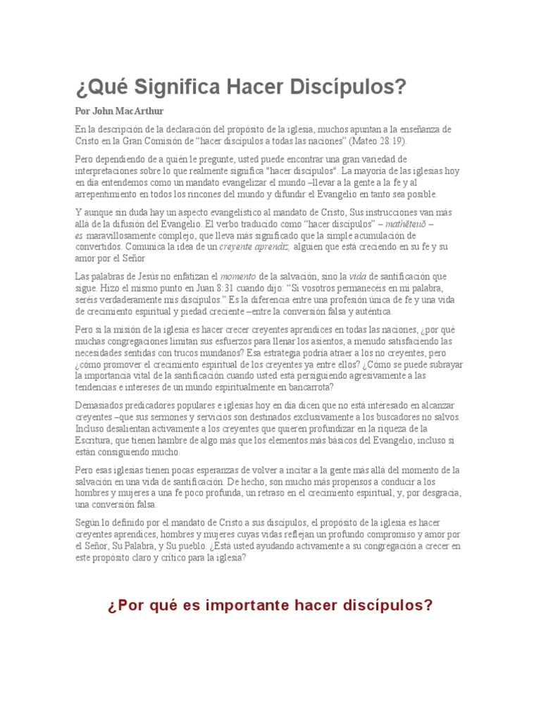 Qué Significa Hacer Discípulos | PDF | Jesús | Bautismo