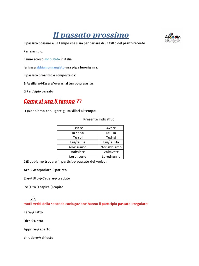 Il Passato Prossimo | PDF