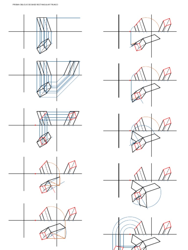 Geometria Descriptiva - Prisma Oblicuo de Base Rectangular Trunco | PDF