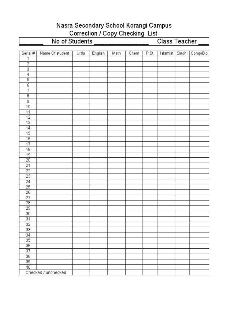 IX X Checking List Format | PDF