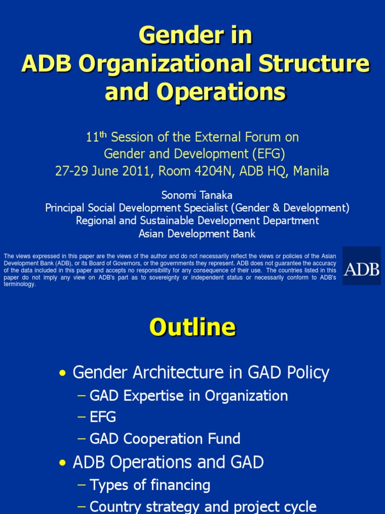 Gender in ADB Operations and Structure | PDF | Asian Development Bank ...