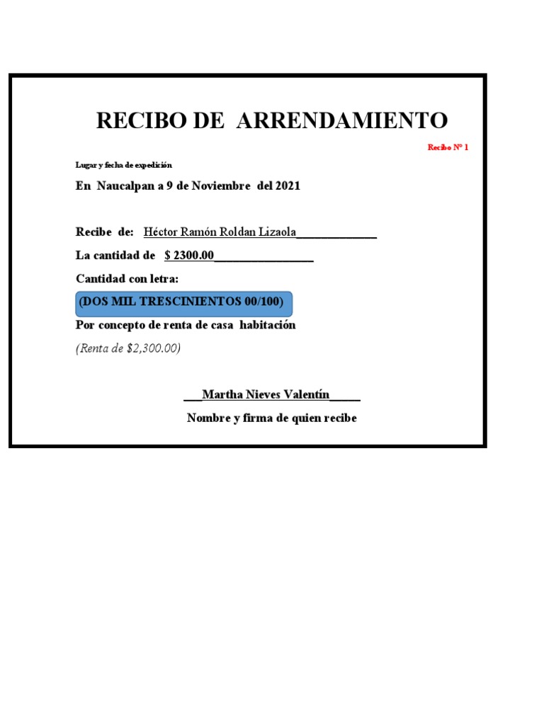 Recibo de Arrendamiento | PDF