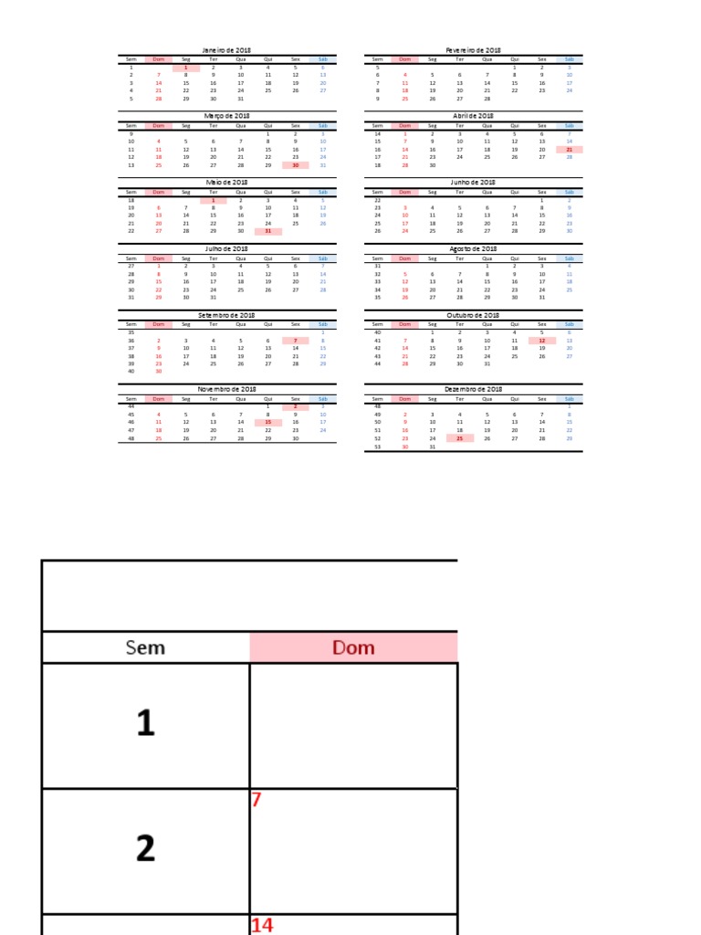Calendario Excel 2018 | PDF