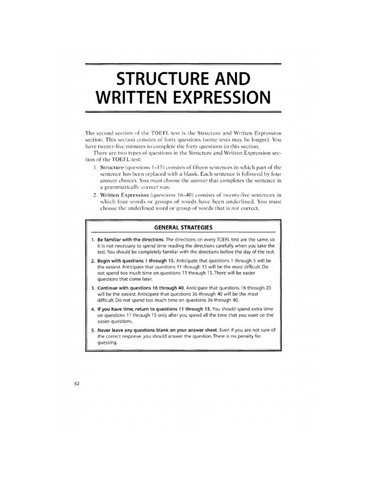 Structure - TOEFL Skills | PDF
