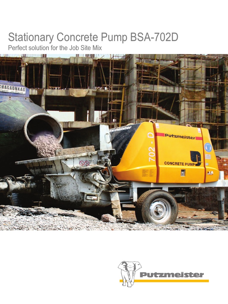 Stationary Concrete Pumps From Putzmeister Bsa 702d | PDF | Concrete
