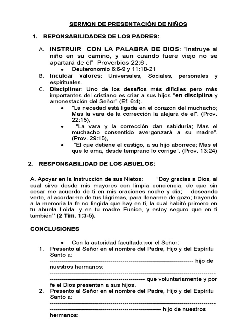 Bosquejo Presentación de Niños | PDF