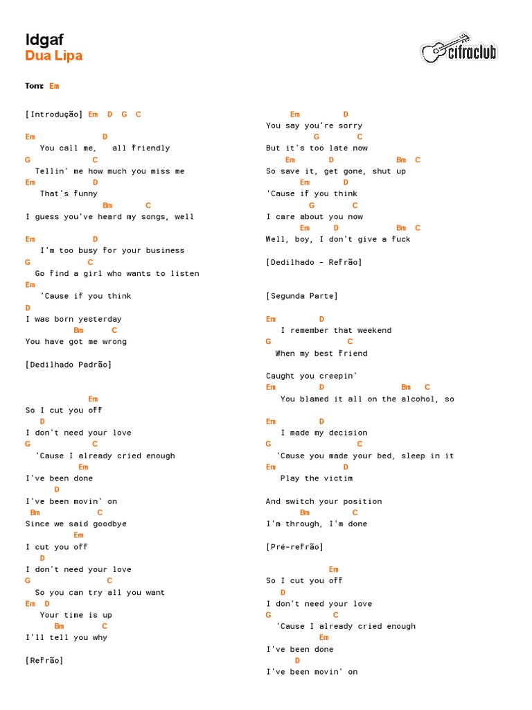 Dua Lipa - IDGAF | PDF