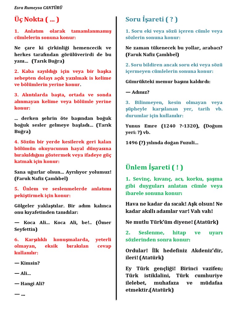 NOKTALAMA İŞARETLERİ (Devam) | PDF