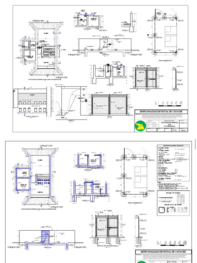 13.02 Plano de Captacion Tipo Barraje - CP Cascarilla | PDF | Materiales | Ingeniería Ambiental