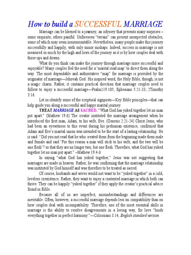 How To Build A Successful Marriage | PDF | Marriage | Wife